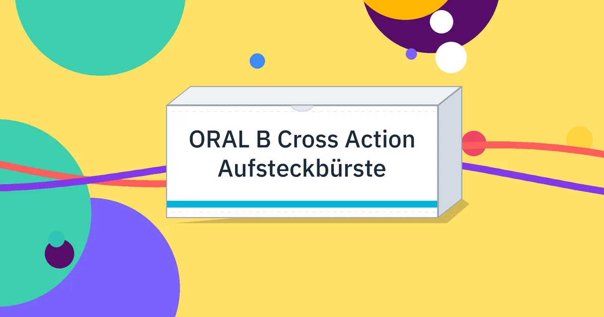 Symbolbild: Packung mit der Aufschrift ORAL B Cross Action Aufsteckbürste (PZN 10763035) – Verfügbarkeit und Bezug in Apotheken in Frankfurt am Main