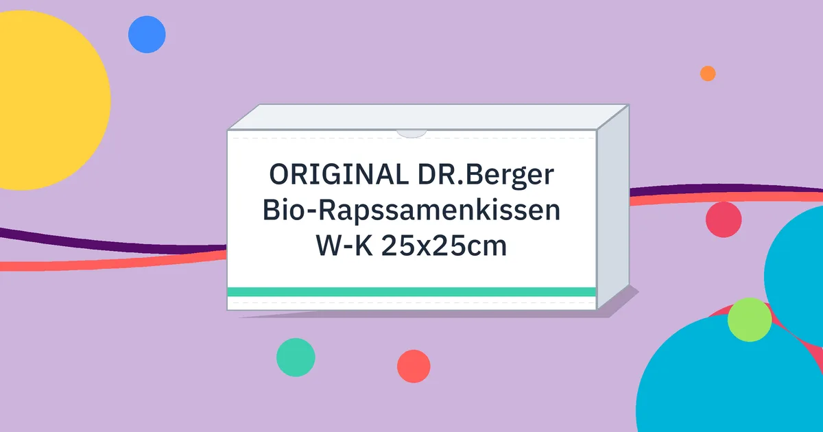 Symbolbild: Packung mit der Aufschrift ORIGINAL DR.Berger Bio-Rapssamenkissen W-K 25x25cm (PZN 11865016) – Verfügbarkeit und Bezug in Apotheken in Frankfurt am Main