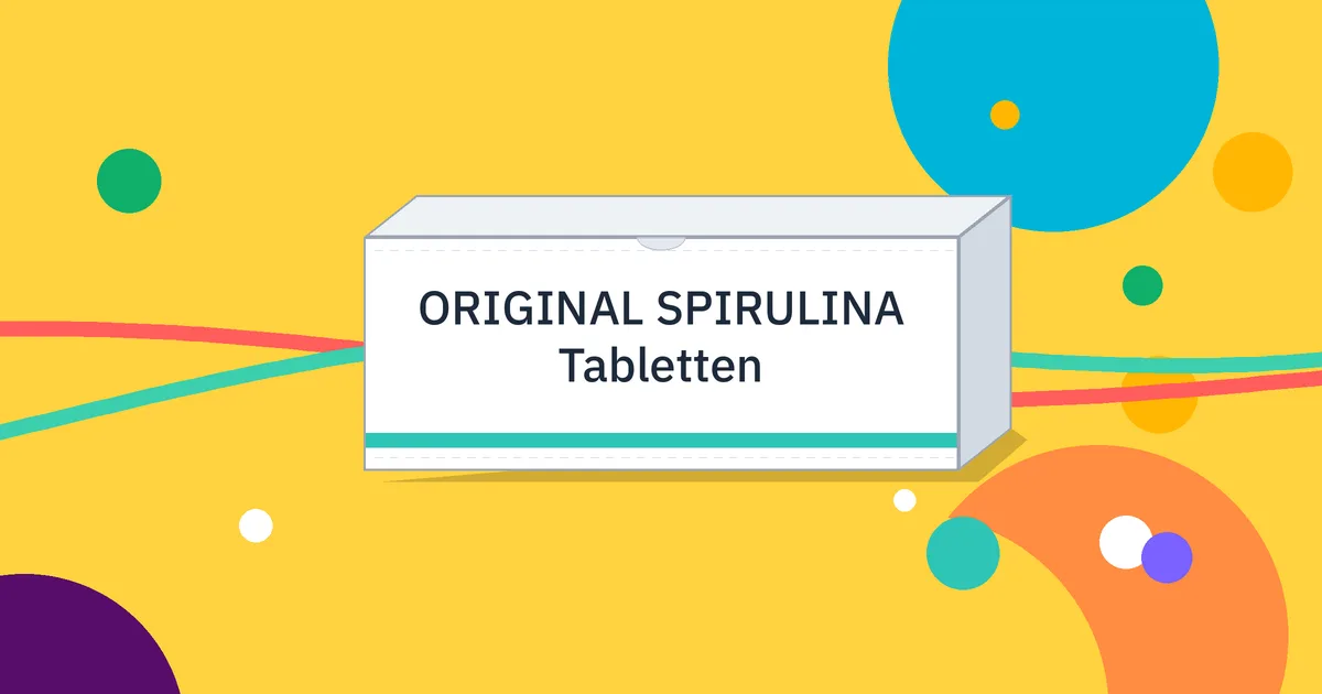 Symbolbild: Packung mit der Aufschrift ORIGINAL SPIRULINA Tabletten (PZN 06614418) – Verfügbarkeit und Bezug in Apotheken in Frankfurt am Main