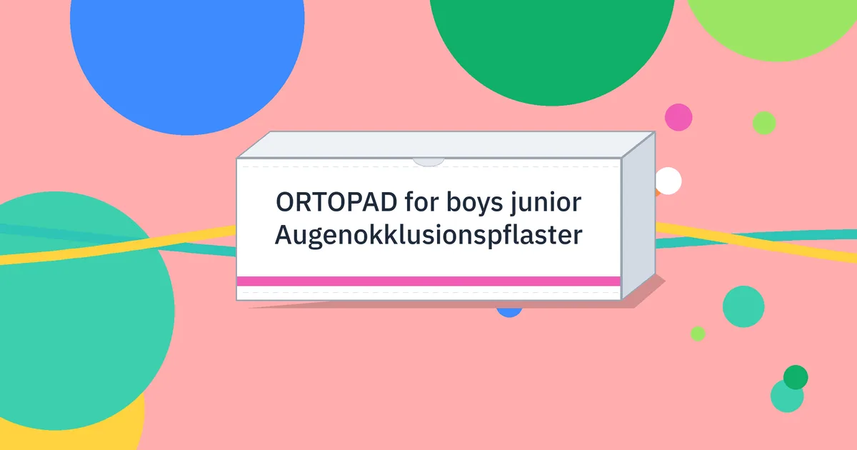 Symbolbild: Packung mit der Aufschrift ORTOPAD for boys junior Augenokklusionspflaster (PZN 02877109) – Verfügbarkeit und Bezug in Apotheken in Frankfurt am Main