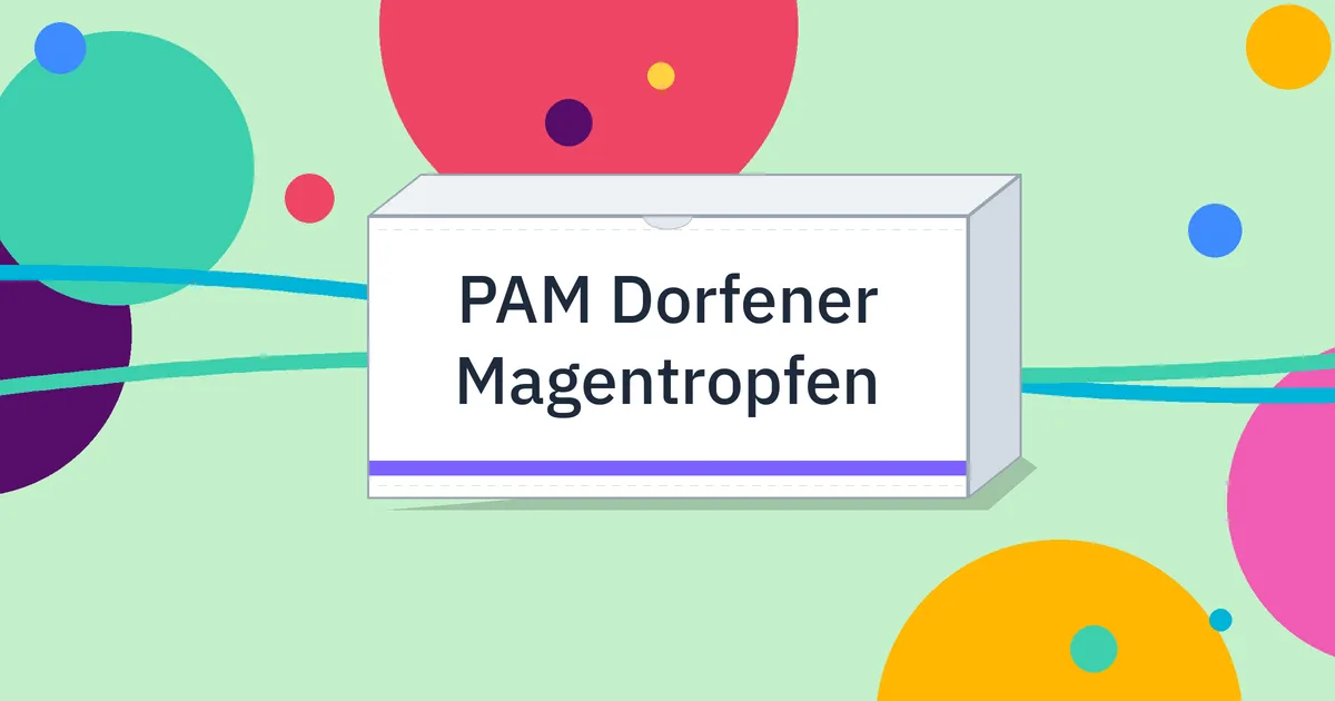 Symbolbild: Packung mit der Aufschrift PAM Dorfener Magentropfen (PZN 20299685) – Verfügbarkeit und Bezug in Apotheken in Frankfurt am Main