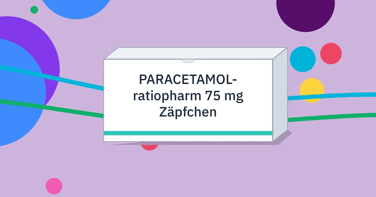 Symbolbild: Packung mit der Aufschrift PARACETAMOL-ratiopharm 75 mg Zäpfchen (PZN 09263913) – Verfügbarkeit und Bezug in Apotheken in Frankfurt am Main