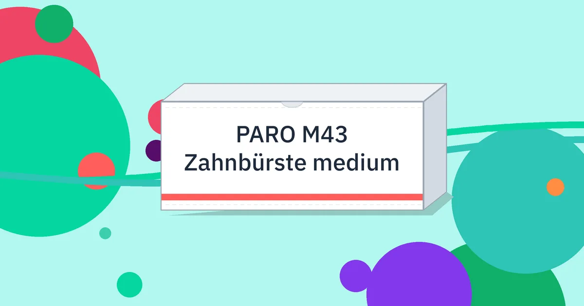 Symbolbild: Packung mit der Aufschrift PARO M43 Zahnbürste medium (PZN 17372102) – Verfügbarkeit und Bezug in Apotheken in Frankfurt am Main