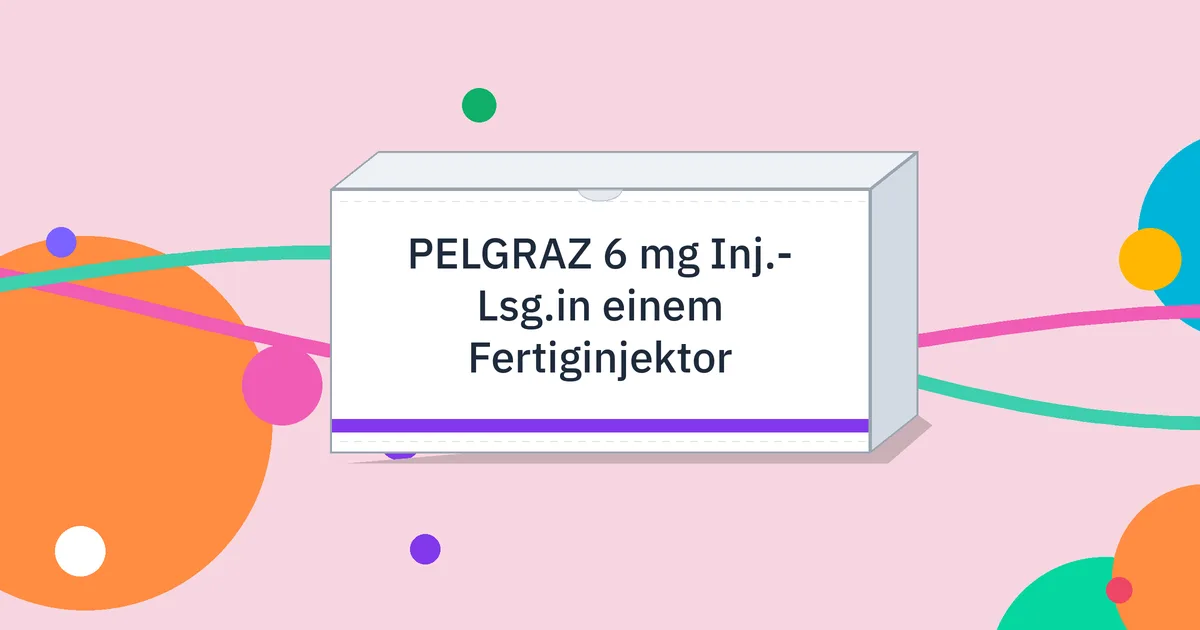 Symbolbild: Packung mit der Aufschrift PELGRAZ 6 mg Inj.-Lsg.in einem Fertiginjektor (PZN 18494439) – Verfügbarkeit und Bezug in Apotheken in Frankfurt am Main