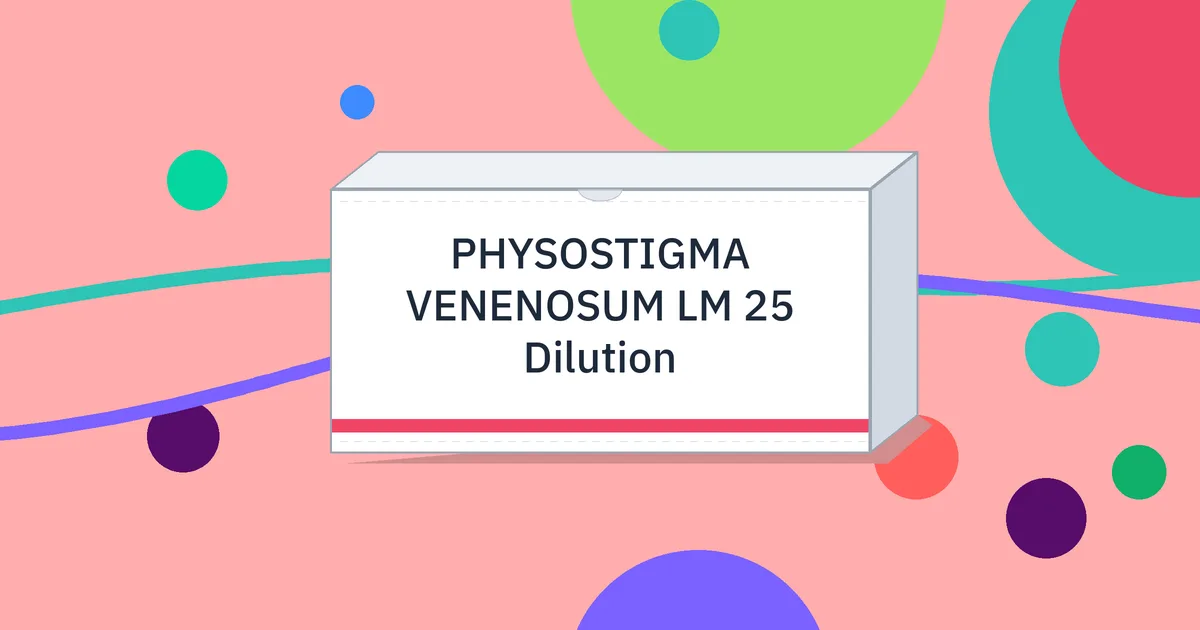 Symbolbild: Packung mit der Aufschrift PHYSOSTIGMA VENENOSUM LM 25 Dilution (PZN 13035508) – Verfügbarkeit und Bezug in Apotheken in Frankfurt am Main