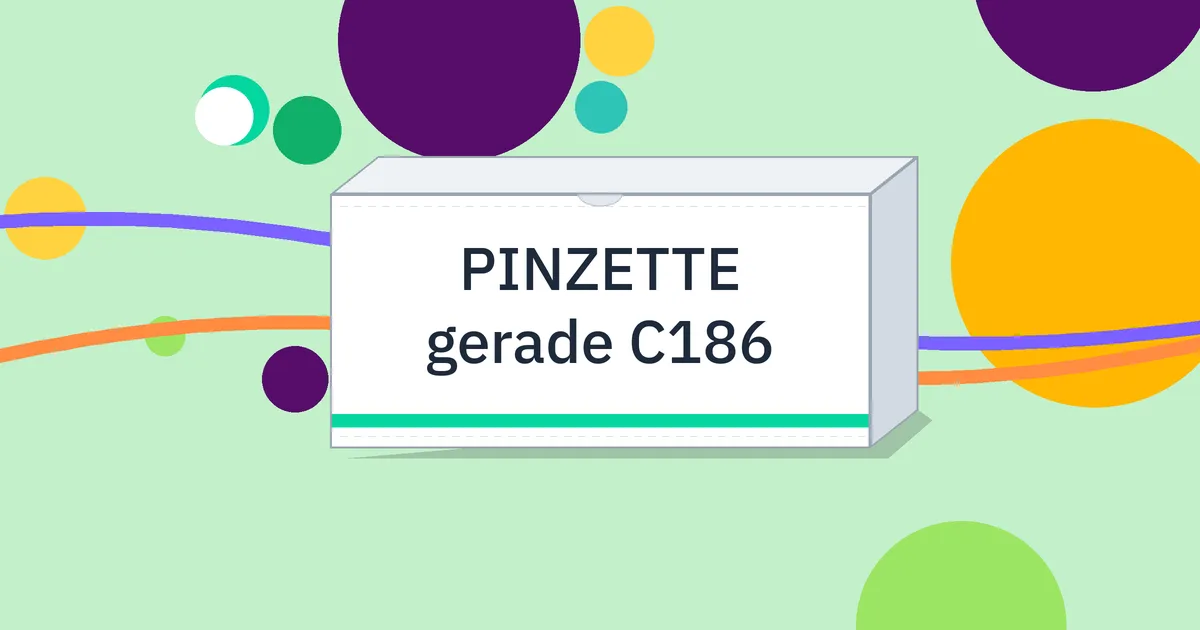 Symbolbild: Packung mit der Aufschrift PINZETTE gerade C186 (PZN 01451414) – Verfügbarkeit und Bezug in Apotheken in Frankfurt am Main