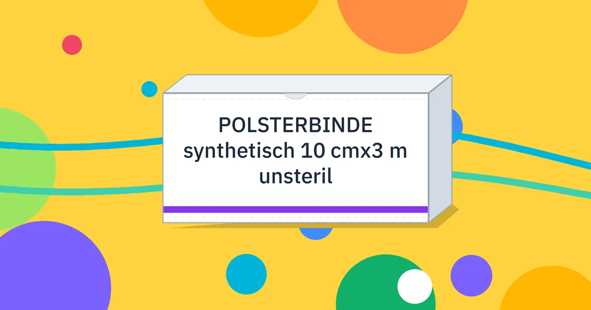Symbolbild: Packung mit der Aufschrift POLSTERBINDE synthetisch 10 cmx3 m unsteril (PZN 15881153) – Verfügbarkeit und Bezug in Apotheken in Frankfurt am Main