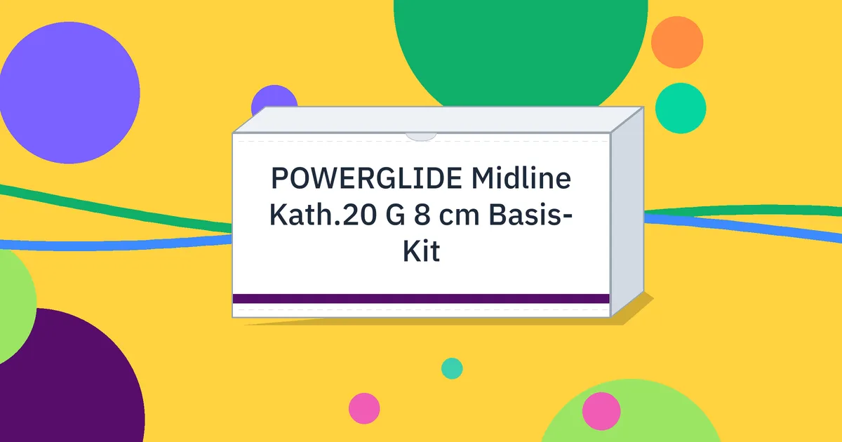 Symbolbild: Packung mit der Aufschrift POWERGLIDE Midline Kath.20 G 8 cm Basis-Kit (PZN 12777892) – Verfügbarkeit und Bezug in Apotheken in Frankfurt am Main