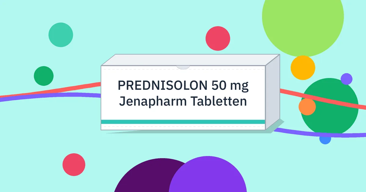 Symbolbild: Packung mit der Aufschrift PREDNISOLON 50 mg Jenapharm Tabletten (PZN 00235861) – Verfügbarkeit und Bezug in Apotheken in Frankfurt am Main