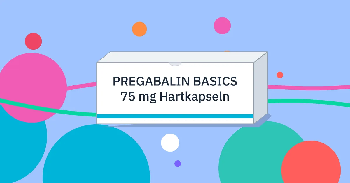 Symbolbild: Packung mit der Aufschrift PREGABALIN BASICS 75 mg Hartkapseln (PZN 13655889) – Verfügbarkeit und Bezug in Apotheken in Frankfurt am Main