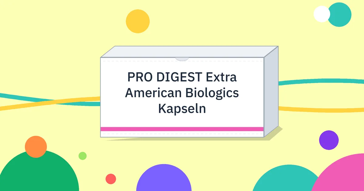 Symbolbild: Packung mit der Aufschrift PRO DIGEST Extra American Biologics Kapseln (PZN 14278058) – Verfügbarkeit und Bezug in Apotheken in Frankfurt am Main