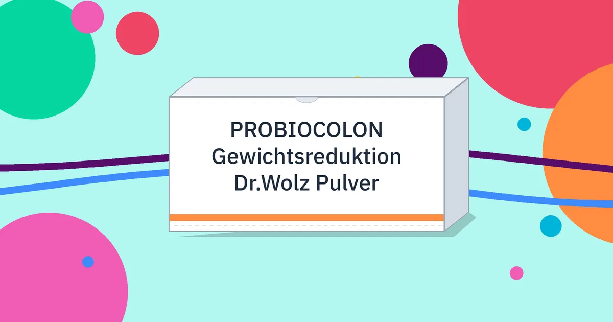 Symbolbild: Packung mit der Aufschrift PROBIOCOLON Gewichtsreduktion Dr.Wolz Pulver (PZN 13330383) – Verfügbarkeit und Bezug in Apotheken in Frankfurt am Main