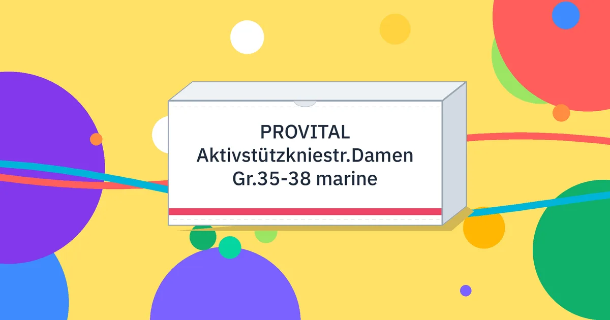 Symbolbild: Packung mit der Aufschrift PROVITAL Aktivstützkniestr.Damen Gr.35-38 marine (PZN 20701561) – Verfügbarkeit und Bezug in Apotheken in Frankfurt am Main