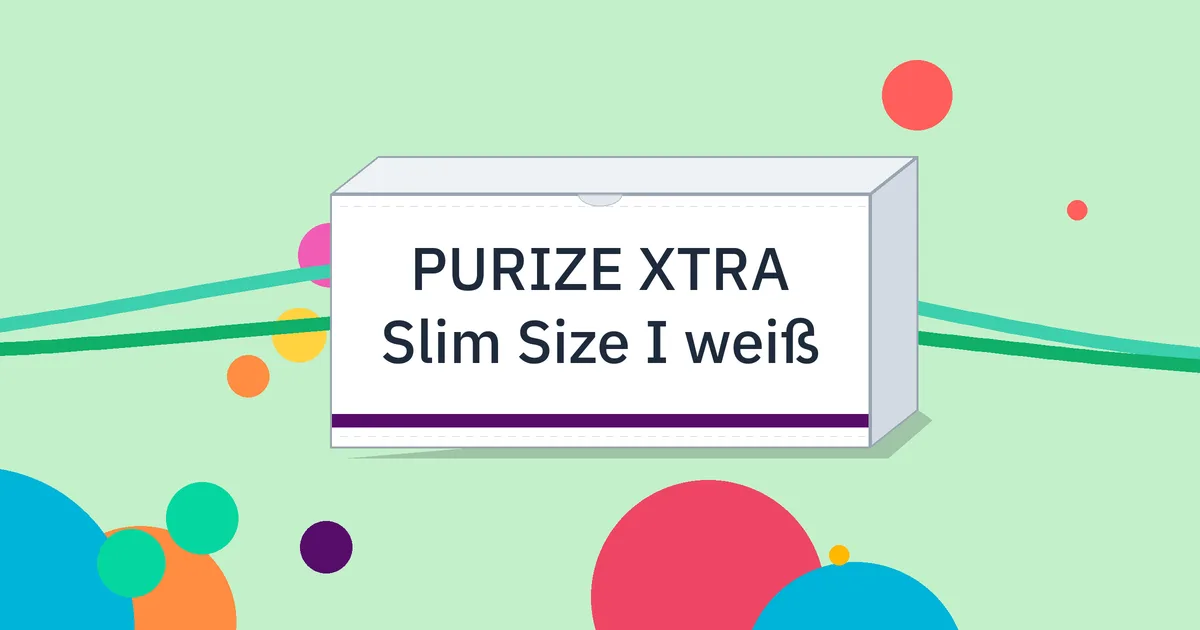 Symbolbild: Packung mit der Aufschrift PURIZE XTRA Slim Size I weiß (PZN 20294363) – Verfügbarkeit und Bezug in Apotheken in Frankfurt am Main