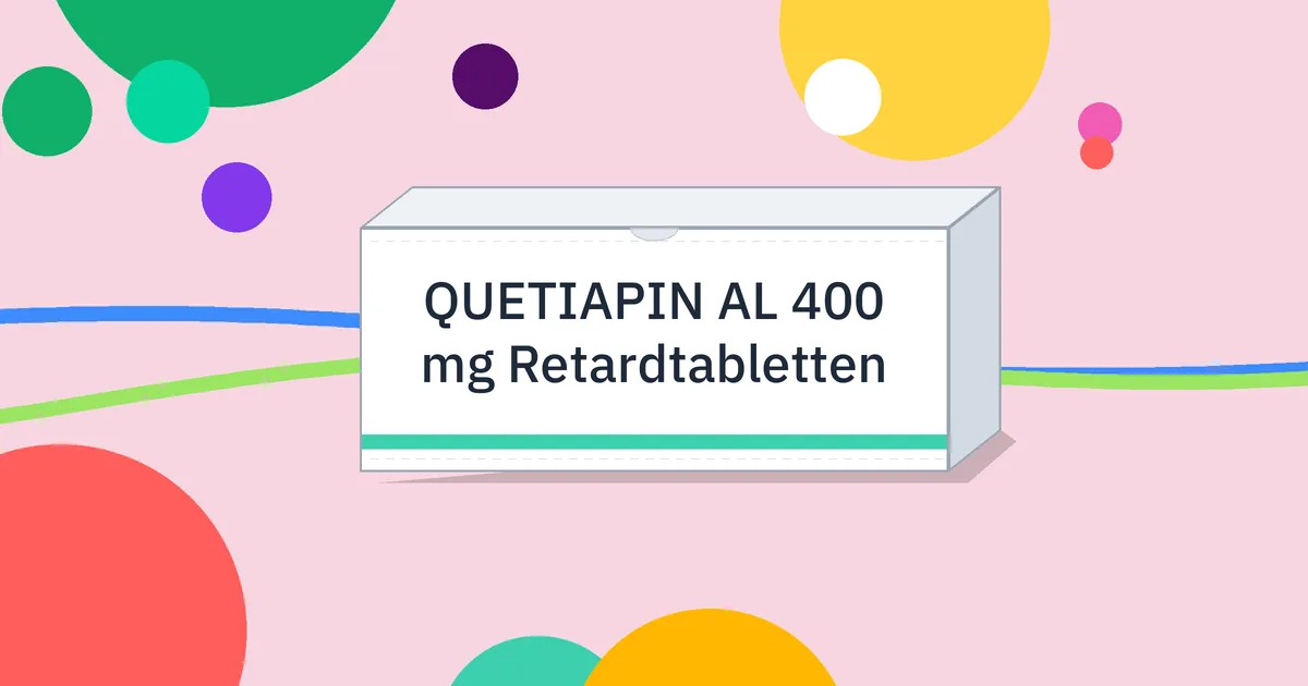 Symbolbild: Packung mit der Aufschrift QUETIAPIN AL 400 mg Retardtabletten (PZN 09745405) – Verfügbarkeit und Bezug in Apotheken in Frankfurt am Main