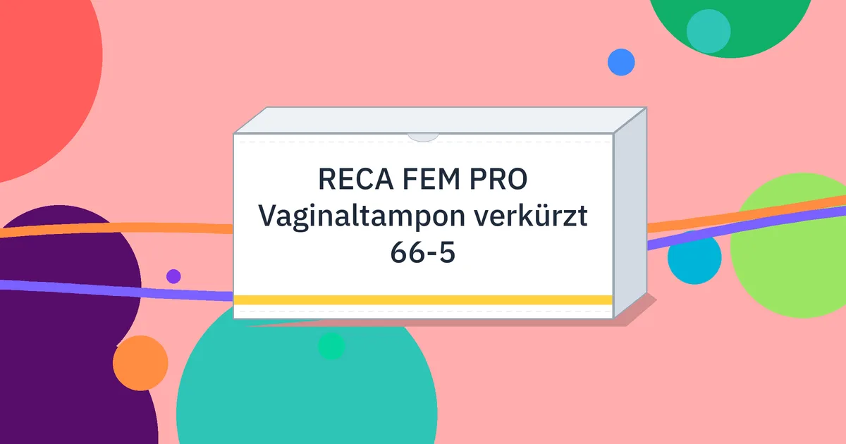 Symbolbild: Packung mit der Aufschrift RECA FEM PRO Vaginaltampon verkürzt 66-5 (PZN 09175830) – Verfügbarkeit und Bezug in Apotheken in Frankfurt am Main