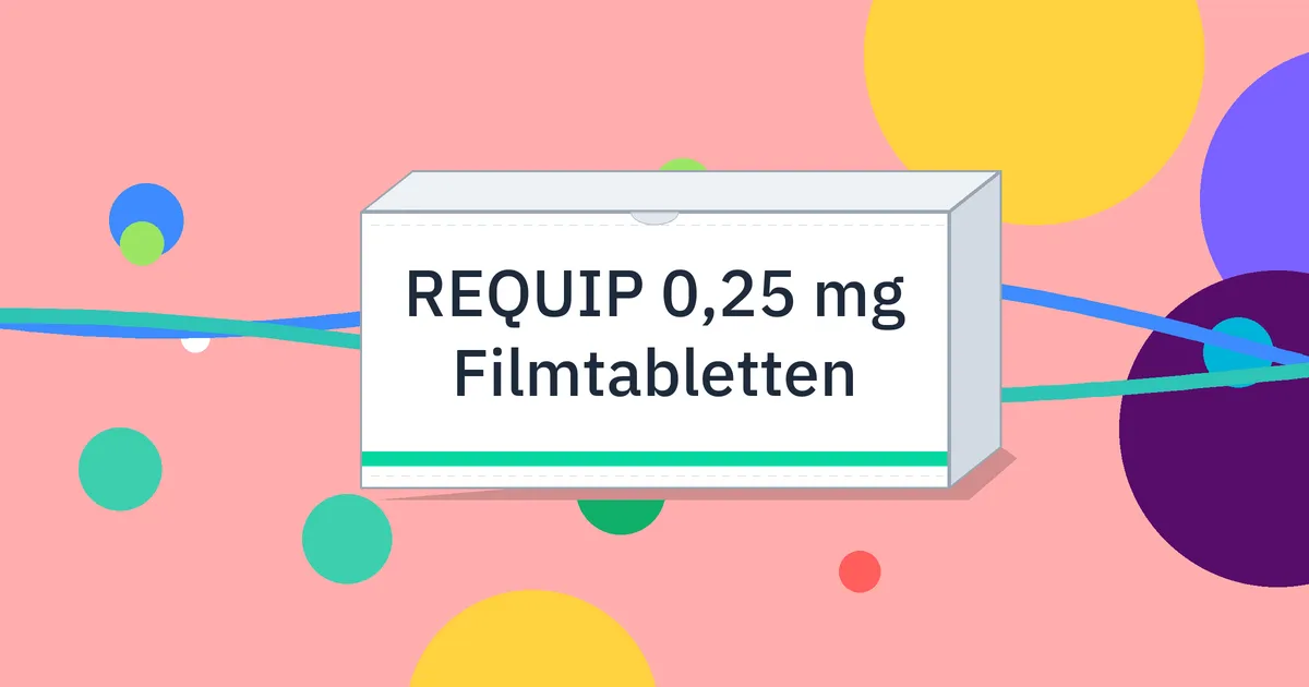 Symbolbild: Packung mit der Aufschrift REQUIP 0,25 mg Filmtabletten (PZN 07708506) – Verfügbarkeit und Bezug in Apotheken in Frankfurt am Main