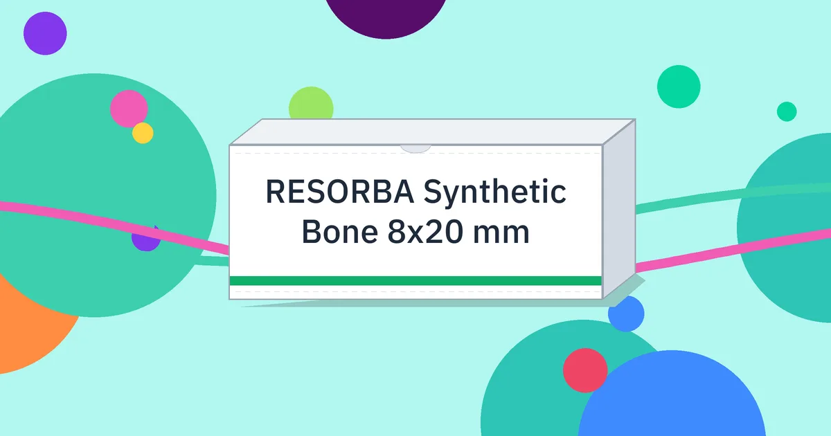 Symbolbild: Packung mit der Aufschrift RESORBA Synthetic Bone 8x20 mm (PZN 16857228) – Verfügbarkeit und Bezug in Apotheken in Frankfurt am Main