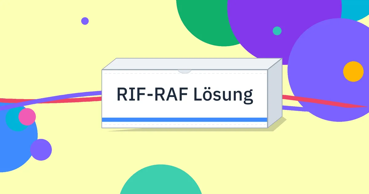 Symbolbild: Packung mit der Aufschrift RIF-RAF Lösung (PZN 04894052) – Verfügbarkeit und Bezug in Apotheken in Frankfurt am Main