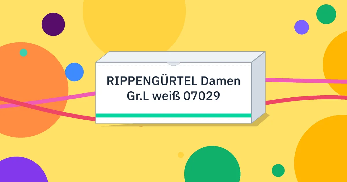 Symbolbild: Packung mit der Aufschrift RIPPENGÜRTEL Damen Gr.L weiß 07029 (PZN 02383844) – Verfügbarkeit und Bezug in Apotheken in Frankfurt am Main
