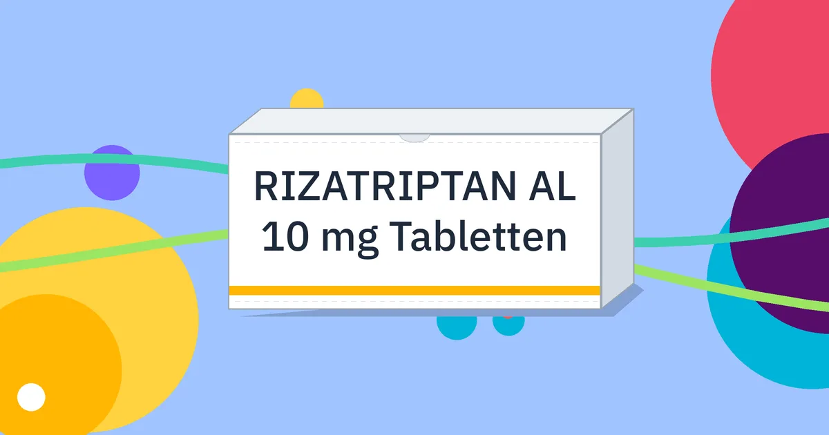 Symbolbild: Packung mit der Aufschrift RIZATRIPTAN AL 10 mg Tabletten (PZN 01496782) – Verfügbarkeit und Bezug in Apotheken in Frankfurt am Main