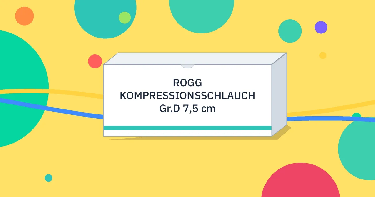 Symbolbild: Packung mit der Aufschrift ROGG KOMPRESSIONSSCHLAUCH Gr.D 7,5 cm (PZN 05963252) – Verfügbarkeit und Bezug in Apotheken in Frankfurt am Main
