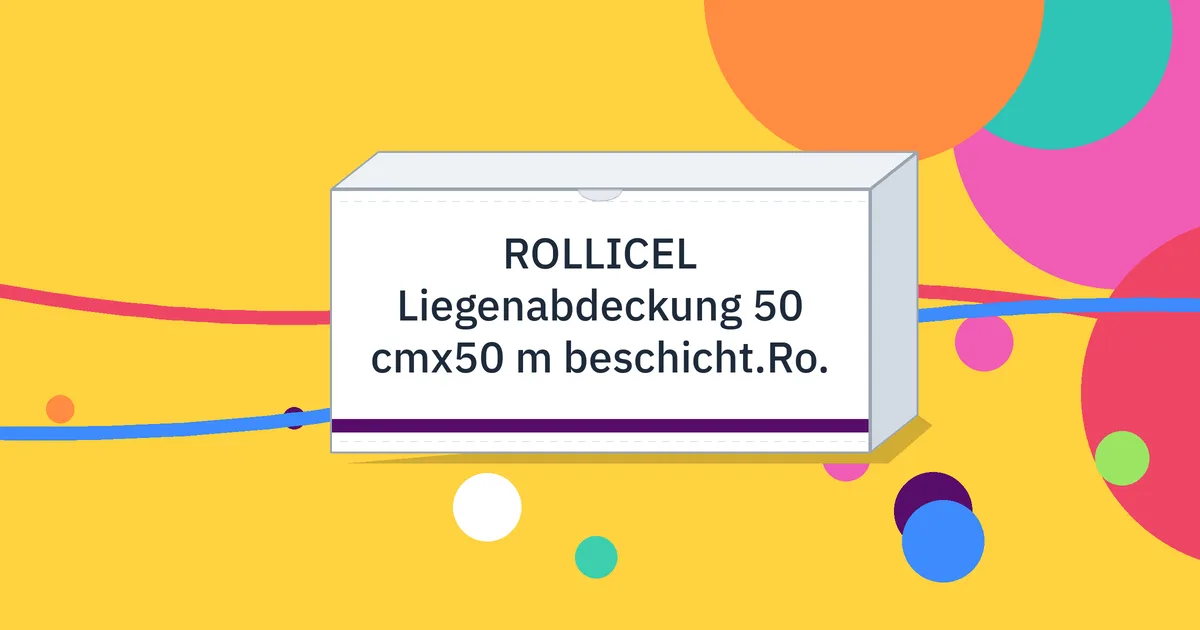 Symbolbild: Packung mit der Aufschrift ROLLICEL Liegenabdeckung 50 cmx50 m beschicht.Ro. (PZN 11350855) – Verfügbarkeit und Bezug in Apotheken in Frankfurt am Main