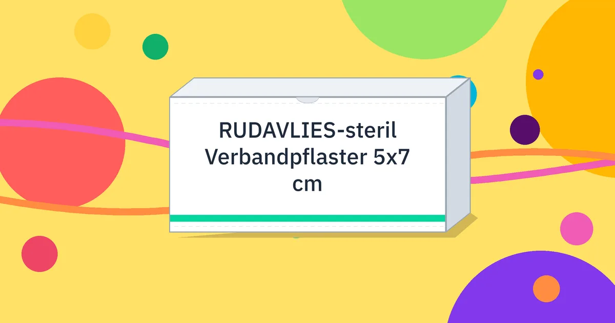 Symbolbild: Packung mit der Aufschrift RUDAVLIES-steril Verbandpflaster 5x7 cm (PZN 13706931) – Verfügbarkeit und Bezug in Apotheken in Frankfurt am Main
