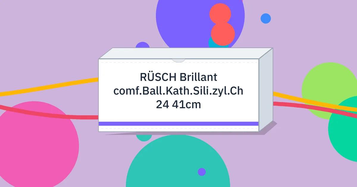 Symbolbild: Packung mit der Aufschrift RÜSCH Brillant comf.Ball.Kath.Sili.zyl.Ch 24 41cm (PZN 02370008) – Verfügbarkeit und Bezug in Apotheken in Frankfurt am Main