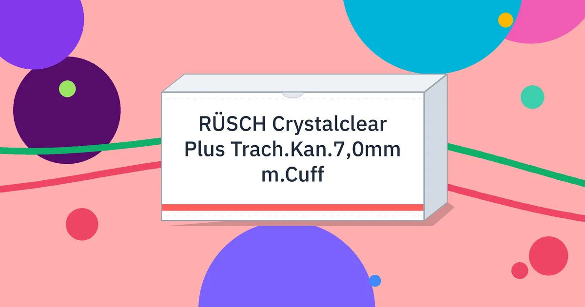 Symbolbild: Packung mit der Aufschrift RÜSCH Crystalclear Plus Trach.Kan.7,0mm m.Cuff (PZN 03431479) – Verfügbarkeit und Bezug in Apotheken in Frankfurt am Main