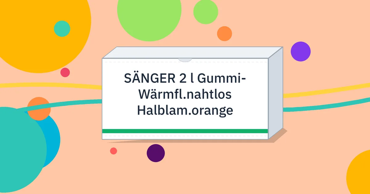 Symbolbild: Packung mit der Aufschrift SÄNGER 2 l Gummi-Wärmfl.nahtlos Halblam.orange (PZN 01309900) – Verfügbarkeit und Bezug in Apotheken in Frankfurt am Main