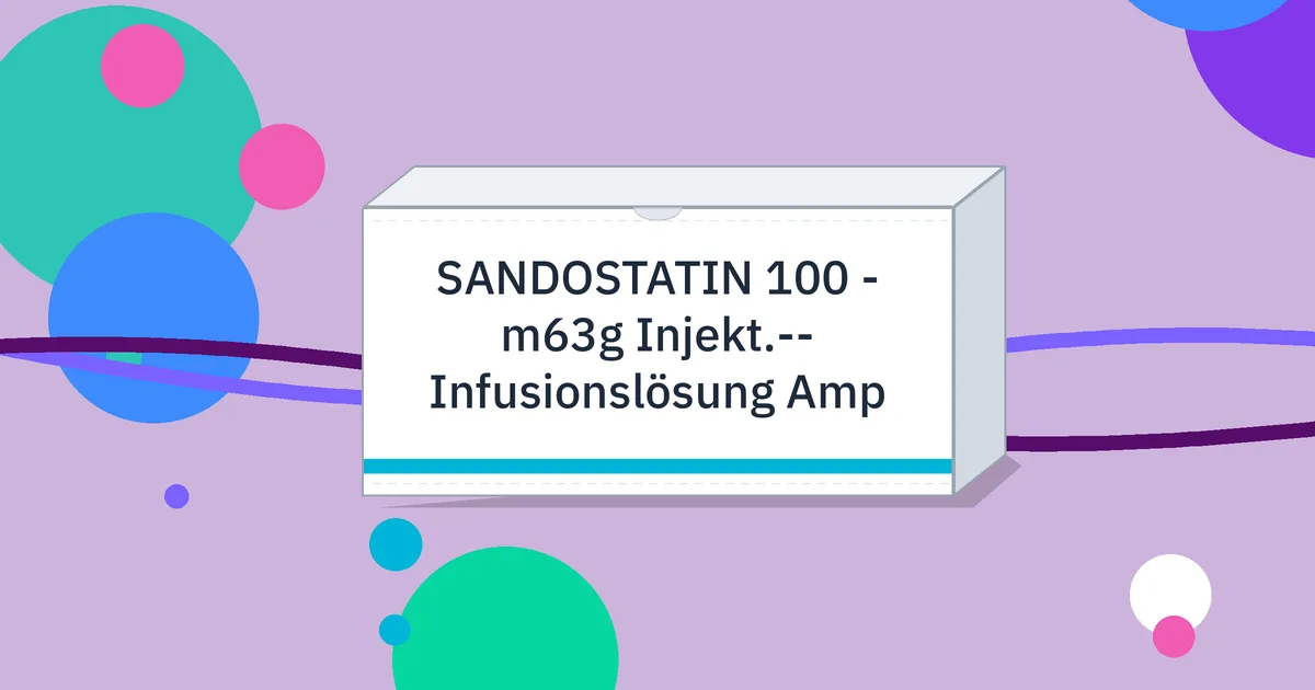Symbolbild: Packung mit der Aufschrift SANDOSTATIN 100 -m63g Injekt.--Infusionslösung Amp (PZN 06868923) – Verfügbarkeit und Bezug in Apotheken in Frankfurt am Main