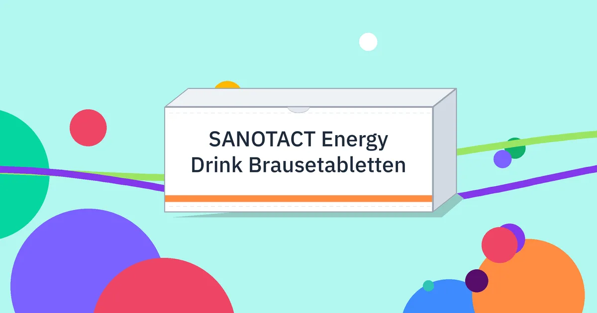 Symbolbild: Packung mit der Aufschrift SANOTACT Energy Drink Brausetabletten (PZN 18843153) – Verfügbarkeit und Bezug in Apotheken in Frankfurt am Main