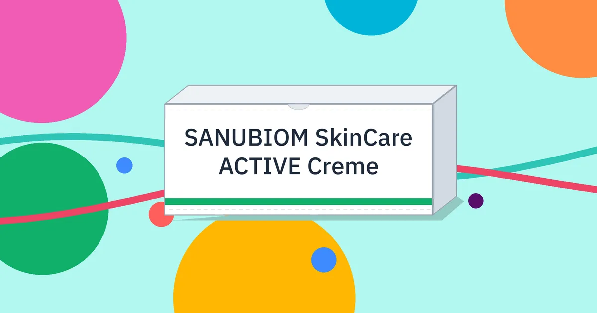 Symbolbild: Packung mit der Aufschrift SANUBIOM SkinCare ACTIVE Creme (PZN 17875435) – Verfügbarkeit und Bezug in Apotheken in Frankfurt am Main