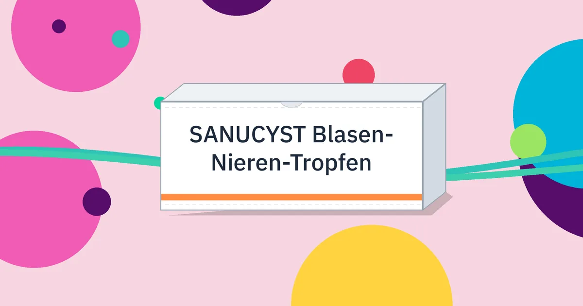 Symbolbild: Packung mit der Aufschrift SANUCYST Blasen-Nieren-Tropfen (PZN 10066069) – Verfügbarkeit und Bezug in Apotheken in Frankfurt am Main