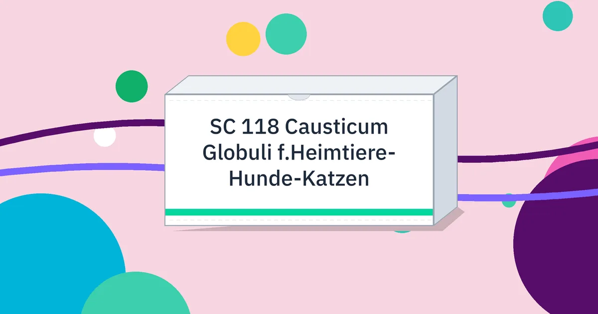 Symbolbild: Packung mit der Aufschrift SC 118 Causticum Globuli f.Heimtiere-Hunde-Katzen (PZN 09441533) – Verfügbarkeit und Bezug in Apotheken in Frankfurt am Main