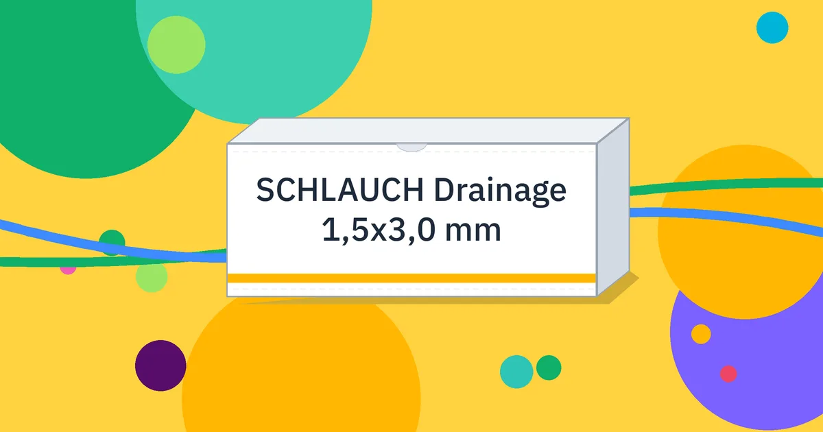 Symbolbild: Packung mit der Aufschrift SCHLAUCH Drainage 1,5x3,0 mm (PZN 02443581) – Verfügbarkeit und Bezug in Apotheken in Frankfurt am Main
