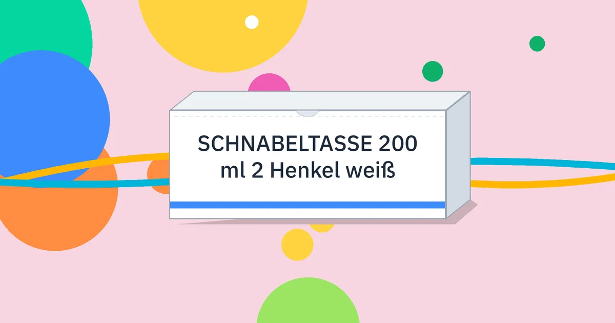Symbolbild: Packung mit der Aufschrift SCHNABELTASSE 200 ml 2 Henkel weiß (PZN 10404158) – Verfügbarkeit und Bezug in Apotheken in Frankfurt am Main