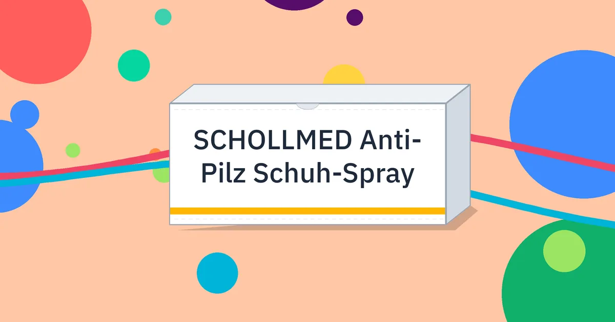 Symbolbild: Packung mit der Aufschrift SCHOLLMED Anti-Pilz Schuh-Spray (PZN 16134292) – Verfügbarkeit und Bezug in Apotheken in Frankfurt am Main