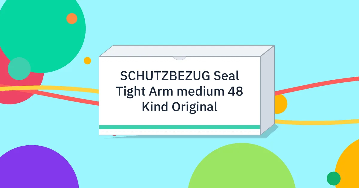 Symbolbild: Packung mit der Aufschrift SCHUTZBEZUG Seal Tight Arm medium 48 Kind Original (PZN 09778971) – Verfügbarkeit und Bezug in Apotheken in Frankfurt am Main