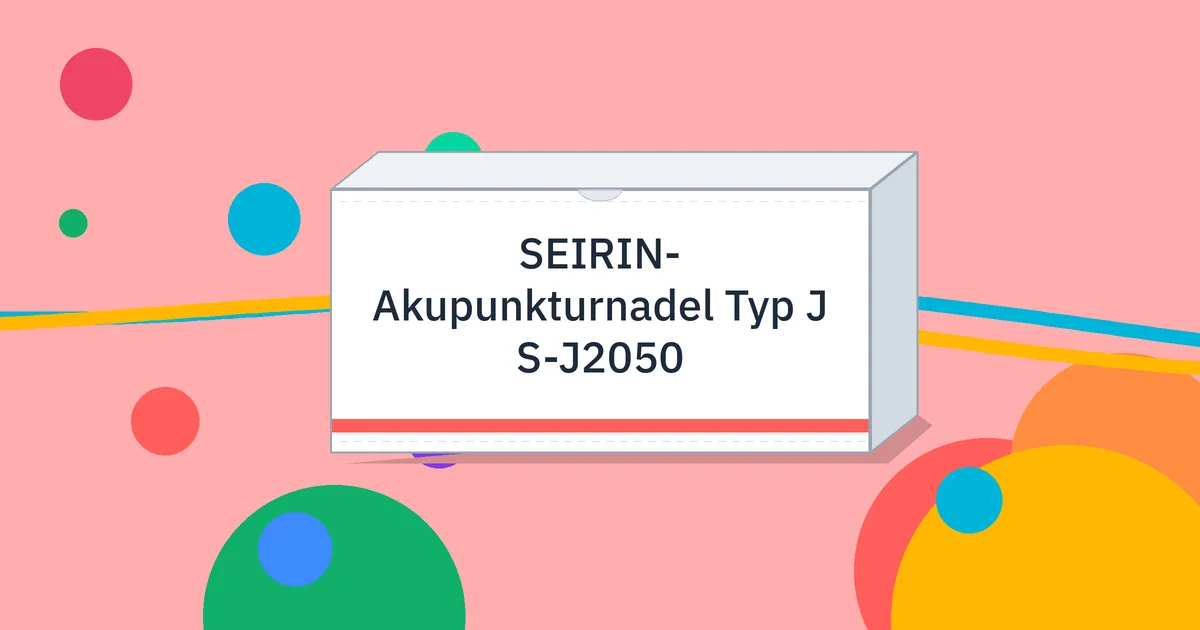 Symbolbild: Packung mit der Aufschrift SEIRIN-Akupunkturnadel Typ J S-J2050 (PZN 04964999) – Verfügbarkeit und Bezug in Apotheken in Frankfurt am Main