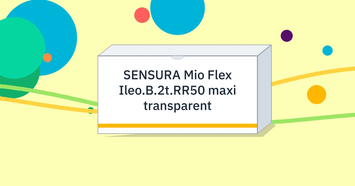 Symbolbild: Packung mit der Aufschrift SENSURA Mio Flex Ileo.B.2t.RR50 maxi transparent (PZN 10202354) – Verfügbarkeit und Bezug in Apotheken in Frankfurt am Main