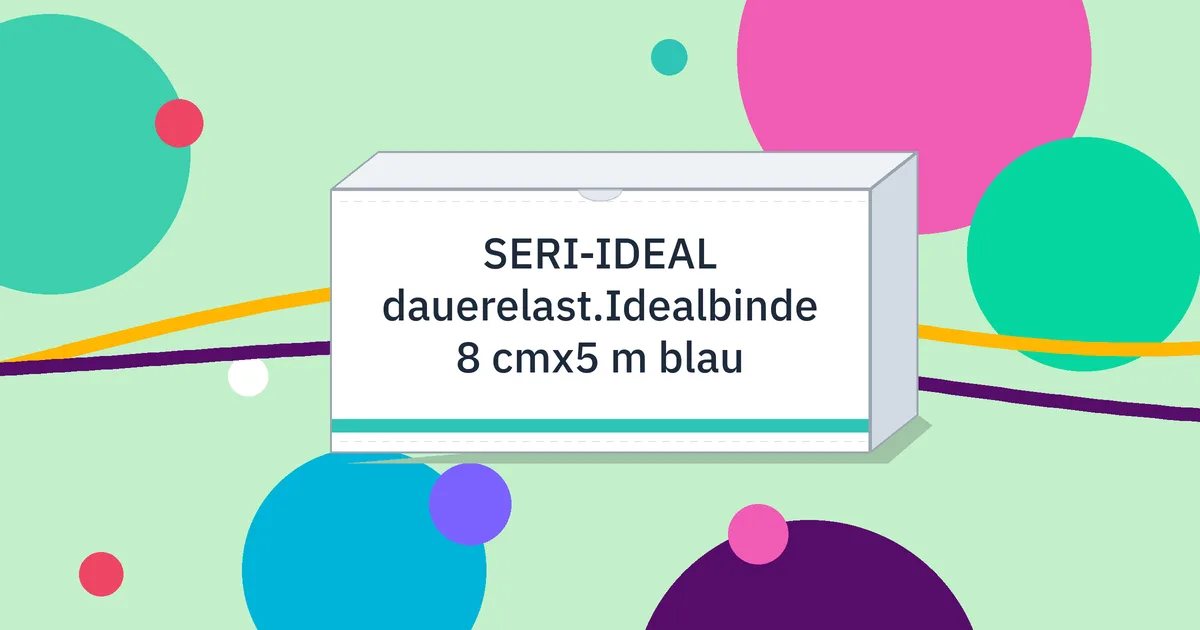 Symbolbild: Packung mit der Aufschrift SERI-IDEAL dauerelast.Idealbinde 8 cmx5 m blau (PZN 19836793) – Verfügbarkeit und Bezug in Apotheken in Frankfurt am Main