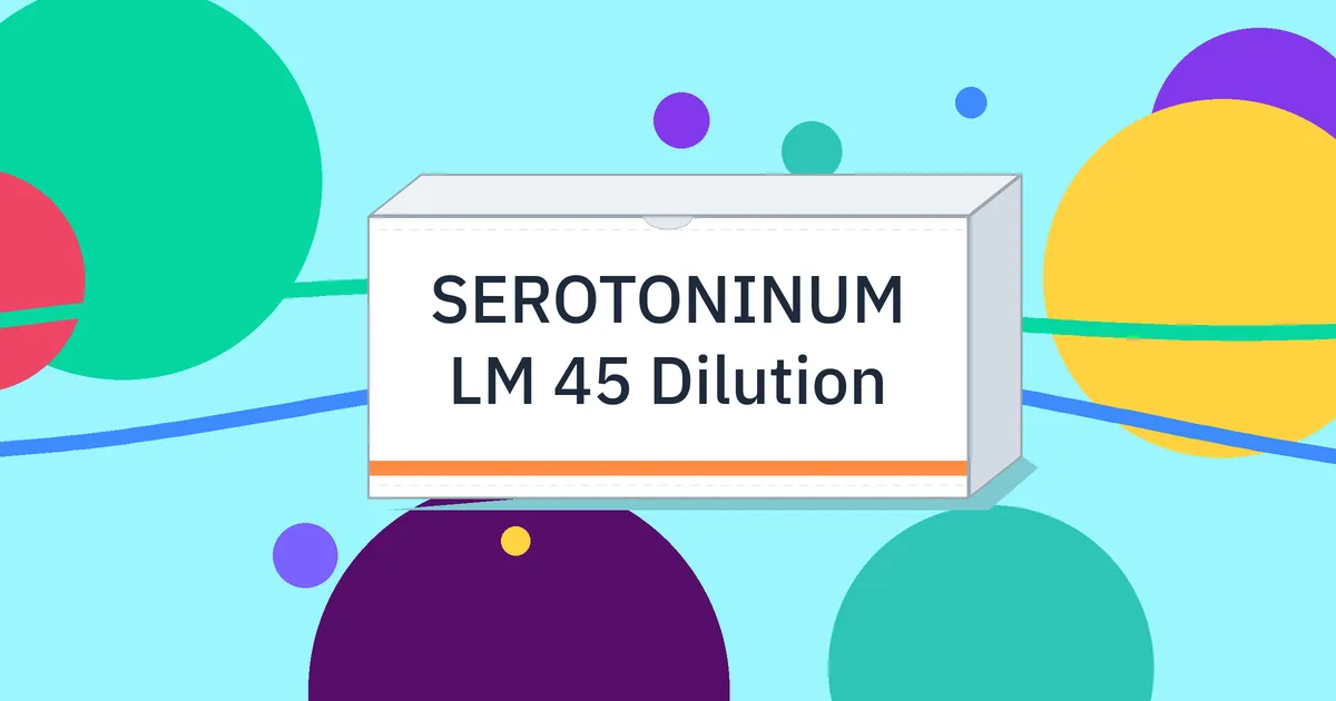 Symbolbild: Packung mit der Aufschrift SEROTONINUM LM 45 Dilution (PZN 13189045) – Verfügbarkeit und Bezug in Apotheken in Frankfurt am Main