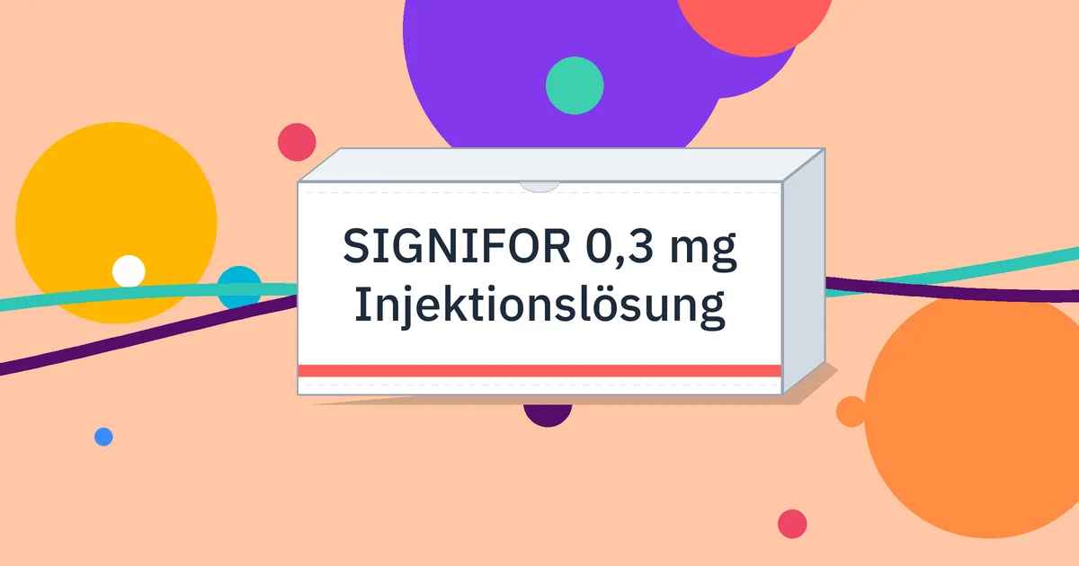 Symbolbild: Packung mit der Aufschrift SIGNIFOR 0,3 mg Injektionslösung (PZN 10210483) – Verfügbarkeit und Bezug in Apotheken in Frankfurt am Main