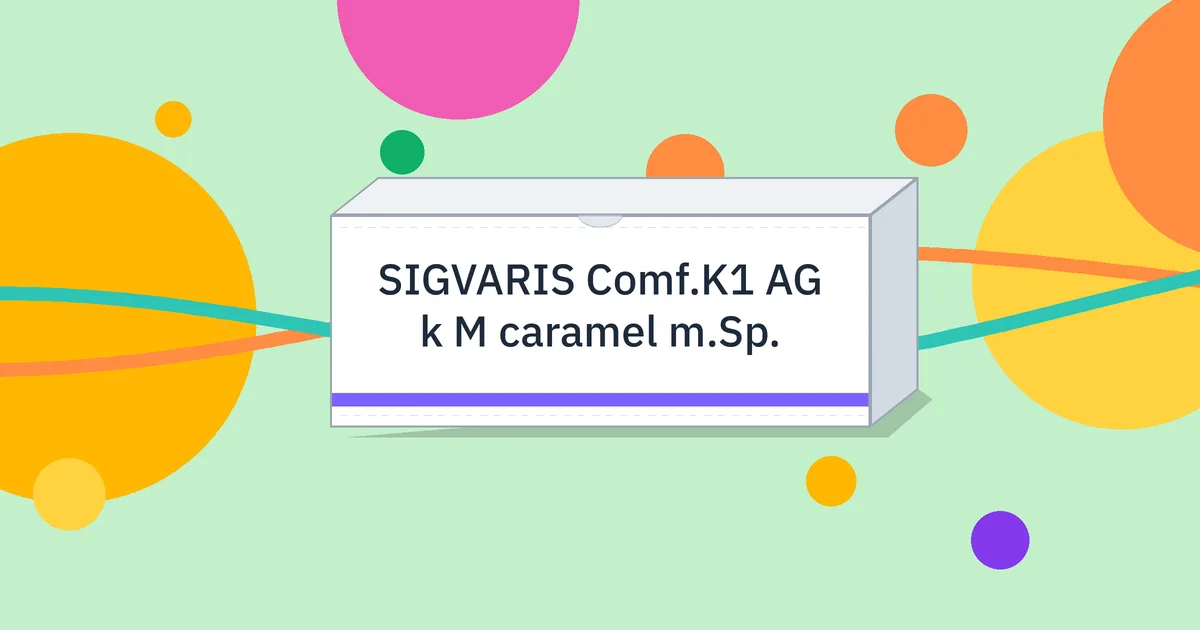 Symbolbild: Packung mit der Aufschrift SIGVARIS Comf.K1 AG k M caramel m.Sp. (PZN 17042942) – Verfügbarkeit und Bezug in Apotheken in Frankfurt am Main