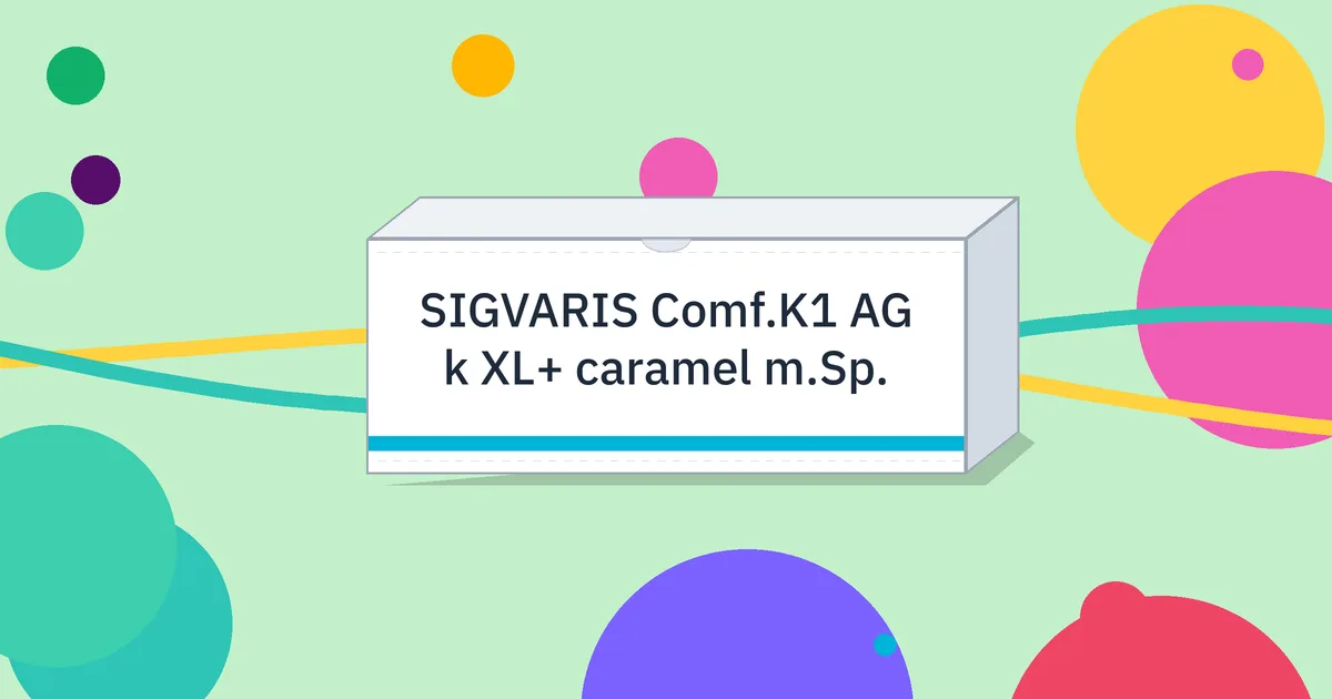 Symbolbild: Packung mit der Aufschrift SIGVARIS Comf.K1 AG k XL+ caramel m.Sp. (PZN 17094732) – Verfügbarkeit und Bezug in Apotheken in Frankfurt am Main