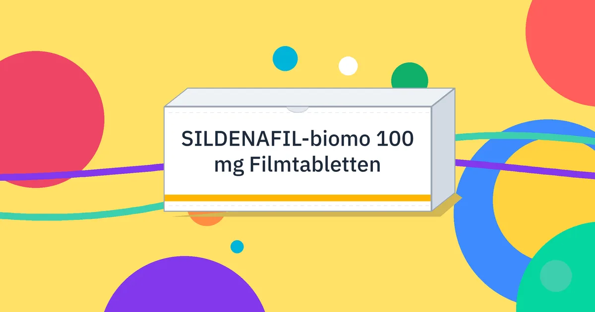 Symbolbild: Packung mit der Aufschrift SILDENAFIL-biomo 100 mg Filmtabletten (PZN 14146204) – Verfügbarkeit und Bezug in Apotheken in Frankfurt am Main