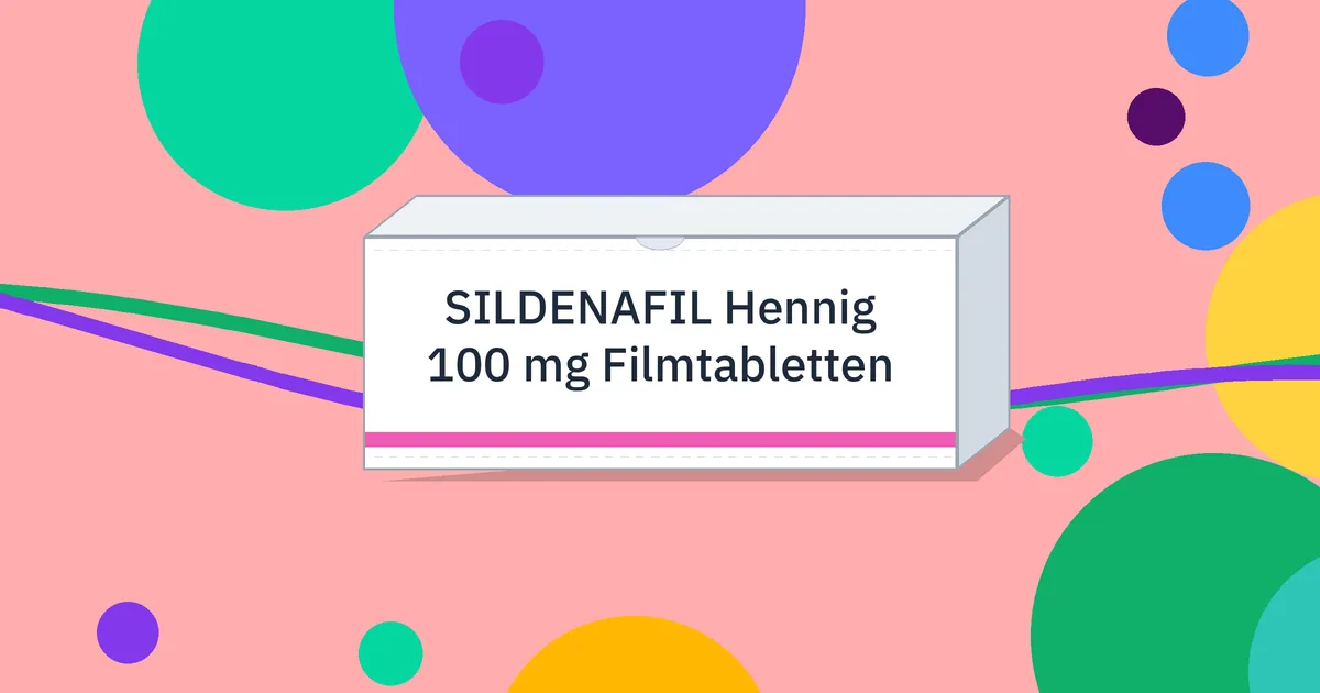 Symbolbild: Packung mit der Aufschrift SILDENAFIL Hennig 100 mg Filmtabletten (PZN 05024100) – Verfügbarkeit und Bezug in Apotheken in Frankfurt am Main