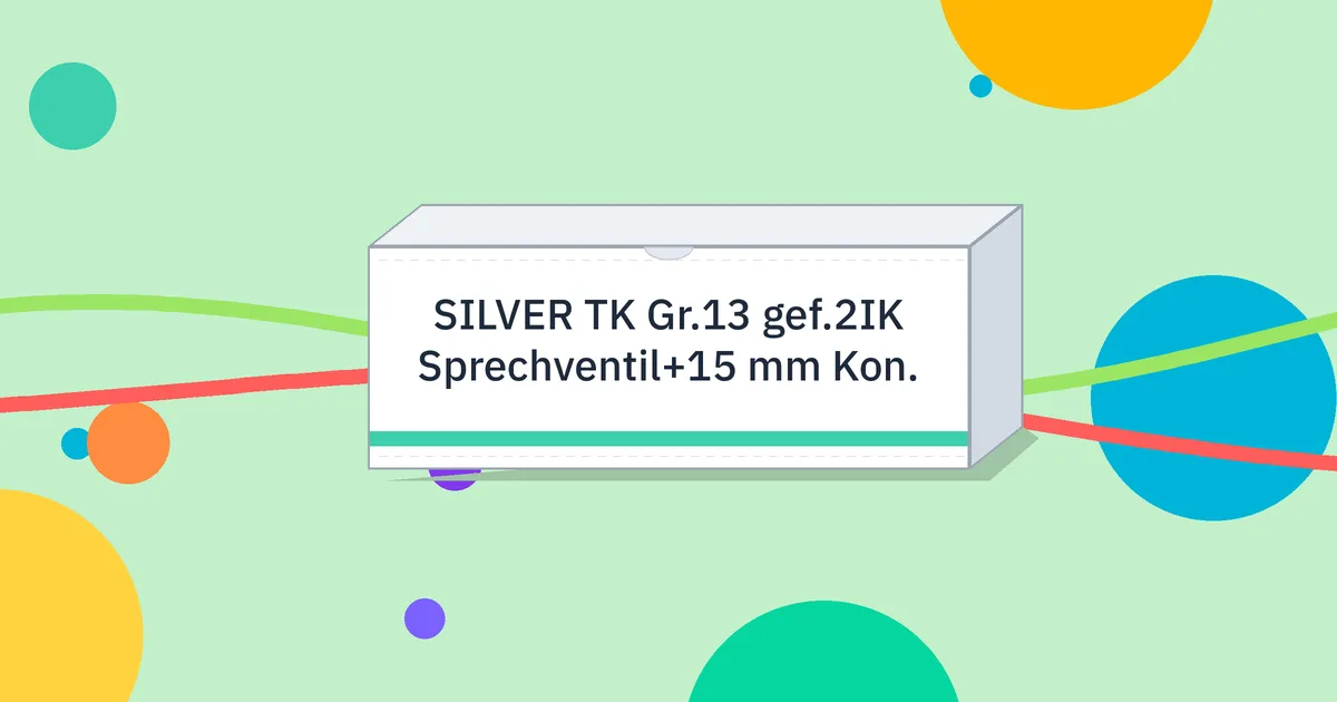 Symbolbild: Packung mit der Aufschrift SILVER TK Gr.13 gef.2IK Sprechventil+15 mm Kon. (PZN 10210046) – Verfügbarkeit und Bezug in Apotheken in Frankfurt am Main